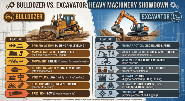Mini Excavator vs. Bulldozer: Dive into our Guide
